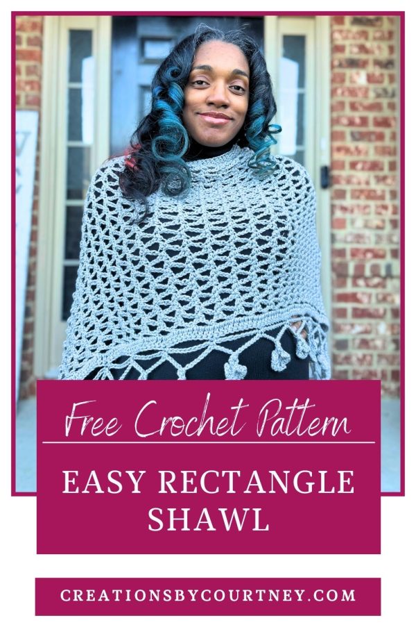 How to make an Easy Rectangle Crochet Shawl - Creations By Courtney